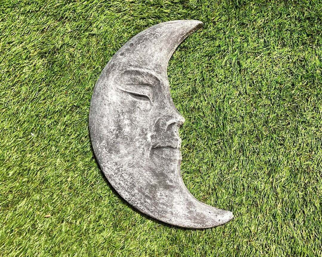 Half Moon Face Concrete Wall Plaque / Wall Hanging Outdoor Garden ...