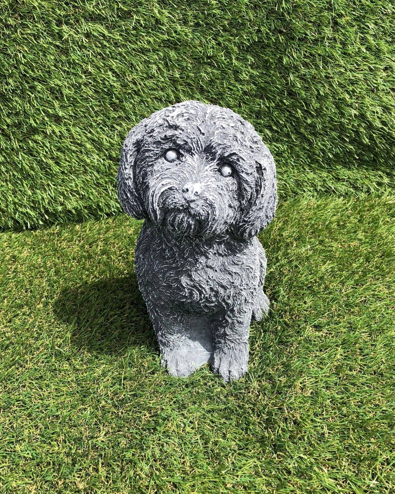 Concrete Sitting Cockapoo Sculpture Lawn Ornament Frost - Etsy UK