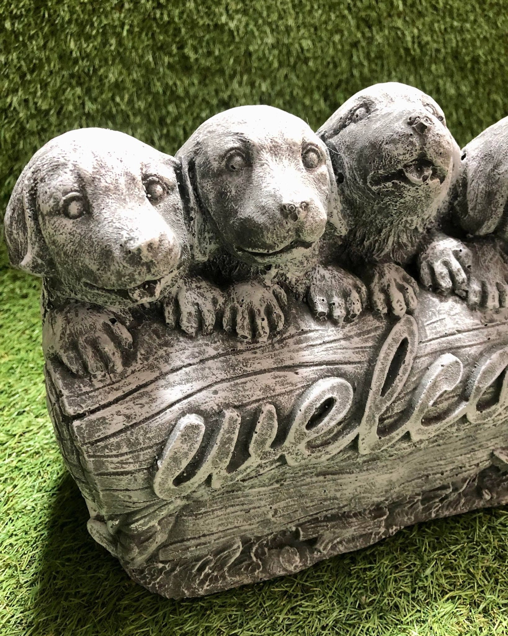 Concrete Puppies Puppy Welcome Sign Outdoor Sculpture Garden - Etsy