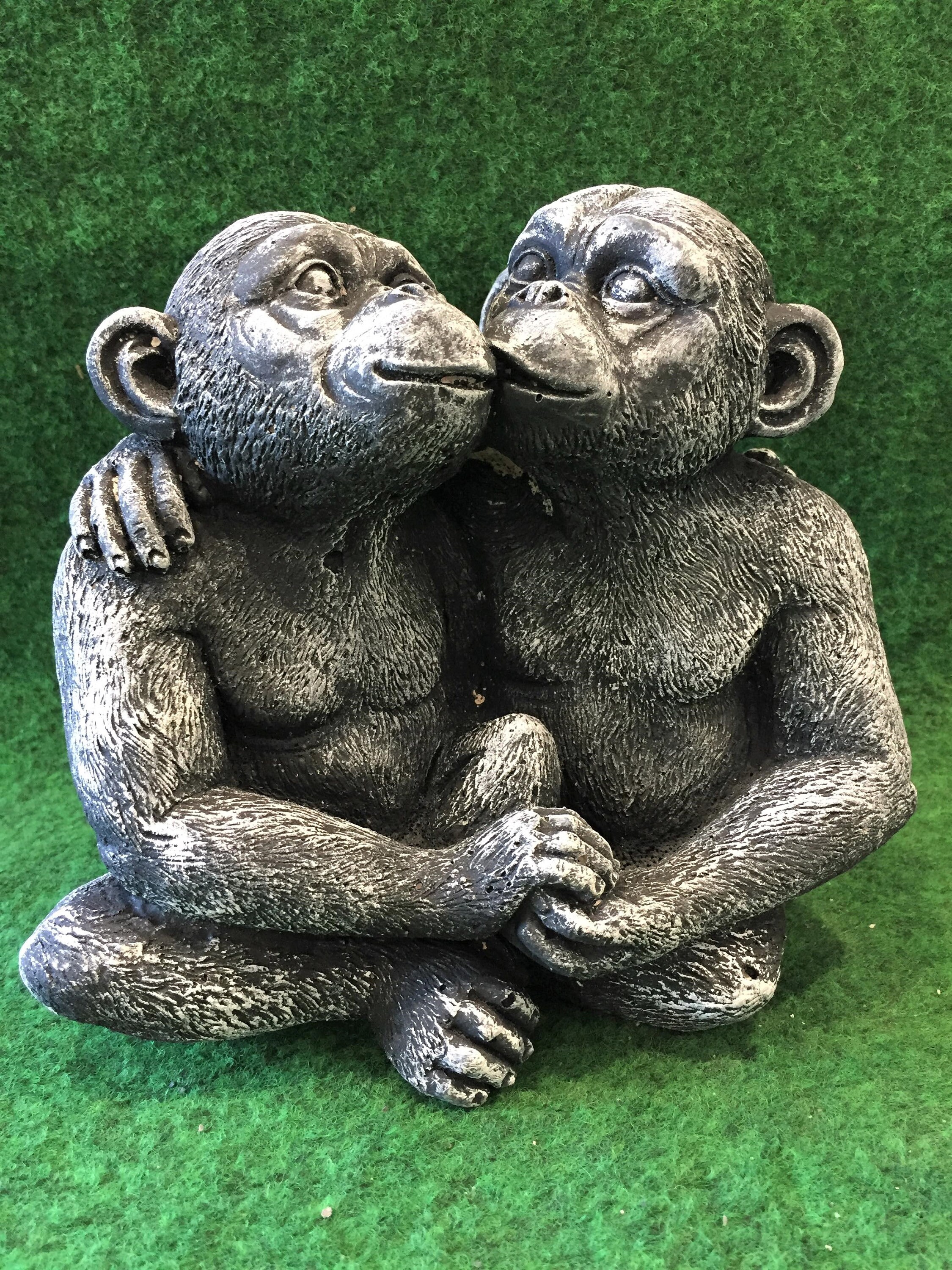 Kissing Monkey Couple Lovable Concrete Stone Effect Ornament | Etsy