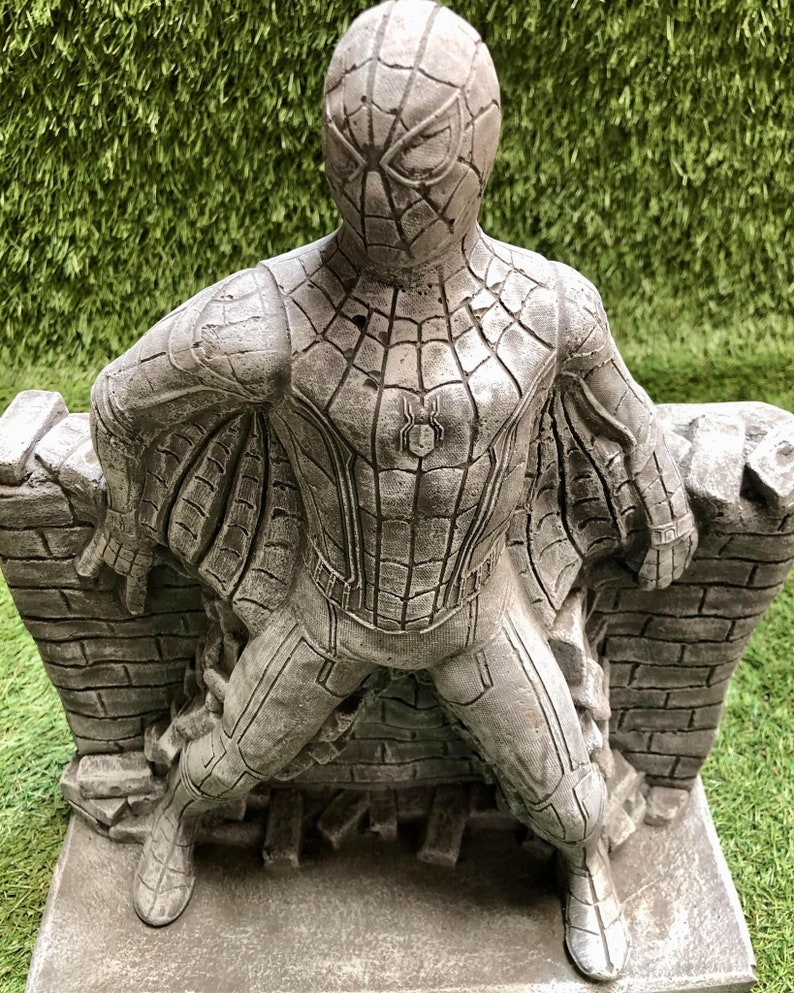 Spiderman Figure Concrete Garden Sculpture Lawn Ornament Frost ...