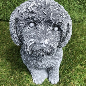 Concrete Sitting Cockapoo Sculpture Lawn Ornament Frost Protected - Etsy UK