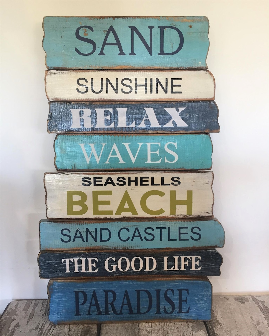 Large Beach Sign Summer Seaside Nautical Wooden Plaque Indoor / Outdoor ...