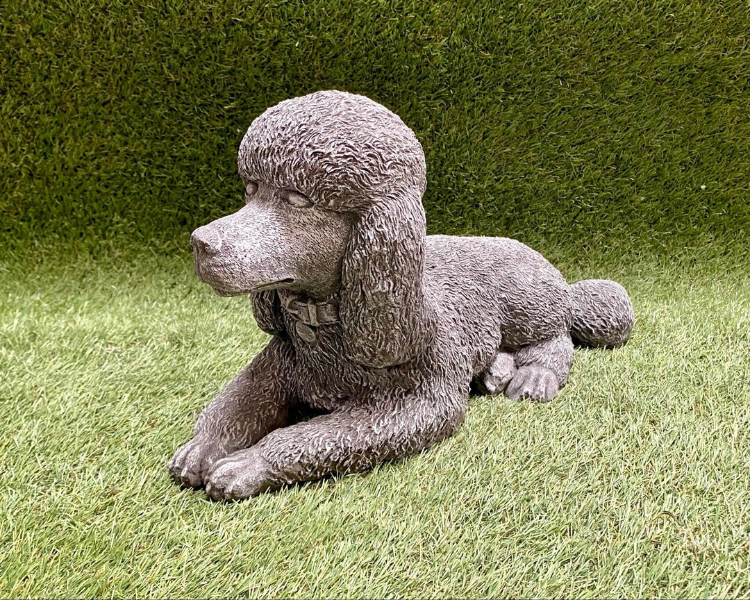 Large Poodle Concrete Ornament Dog Sculpture / Sitting Poodle Dog / Pet ...