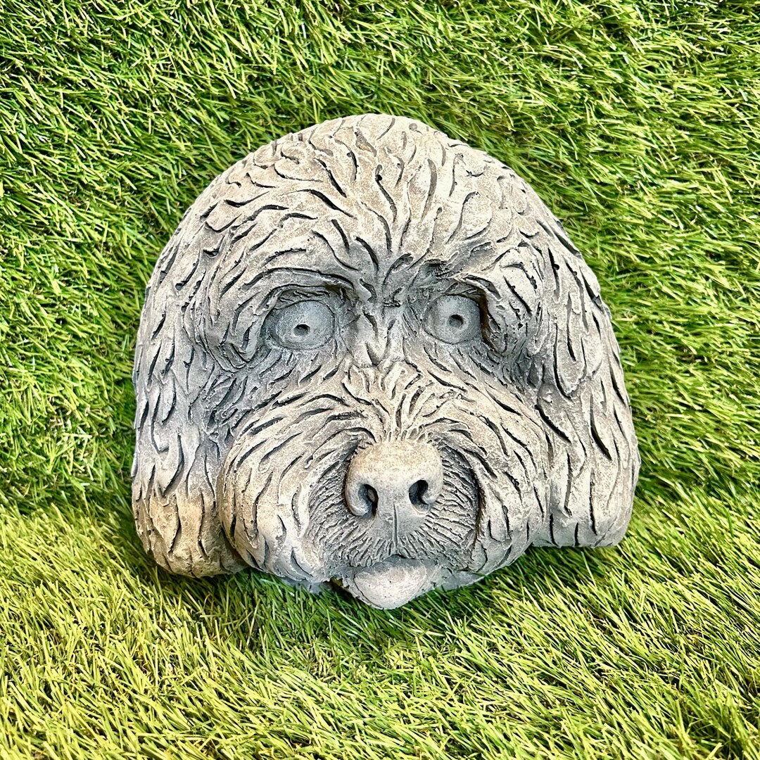 Concrete Cockapoo Dog Head Wall Plaque Outdoor Garden Statue Decoration ...