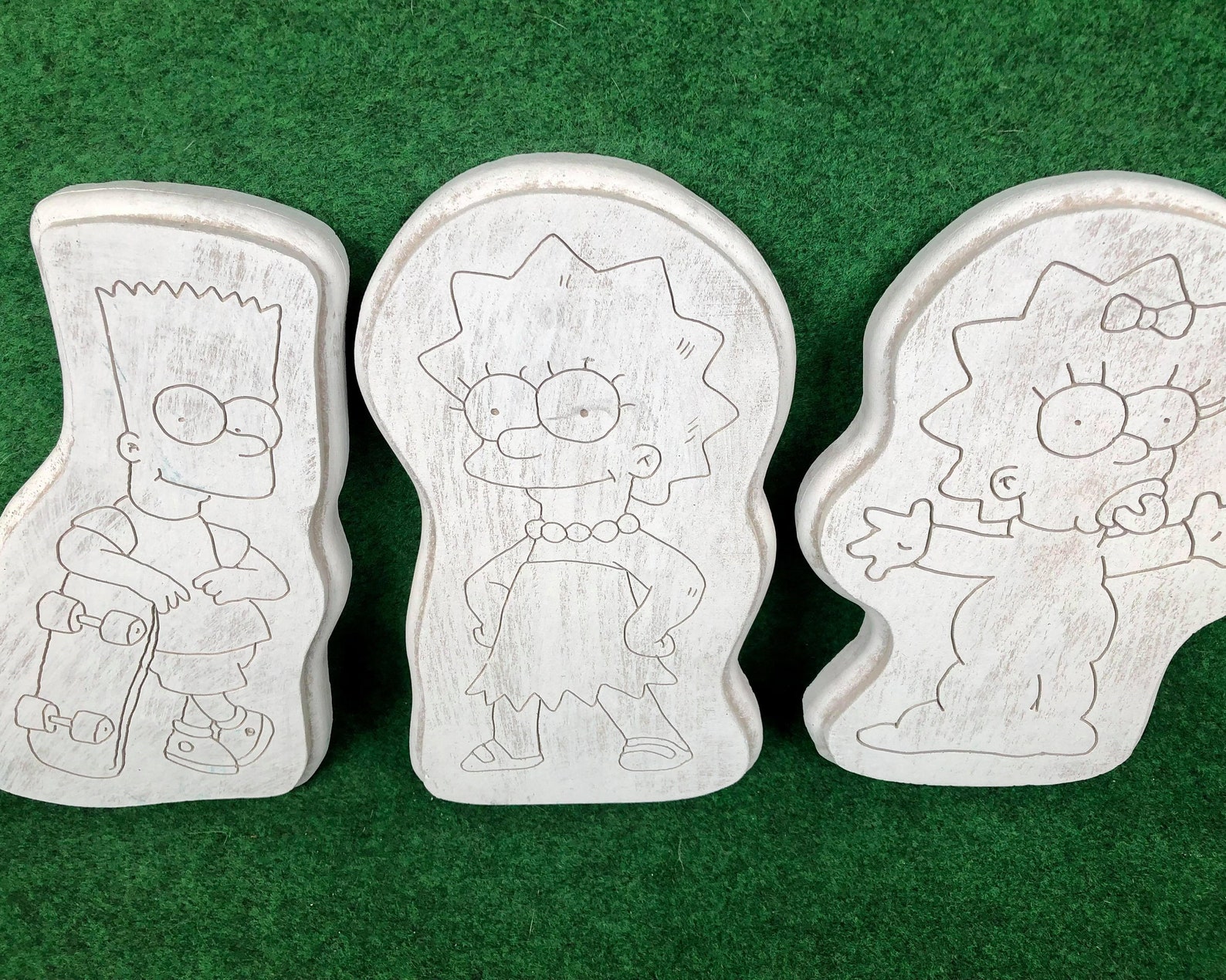 Paintable Concrete Simpsons Family White Stone Ornament Wall | Etsy