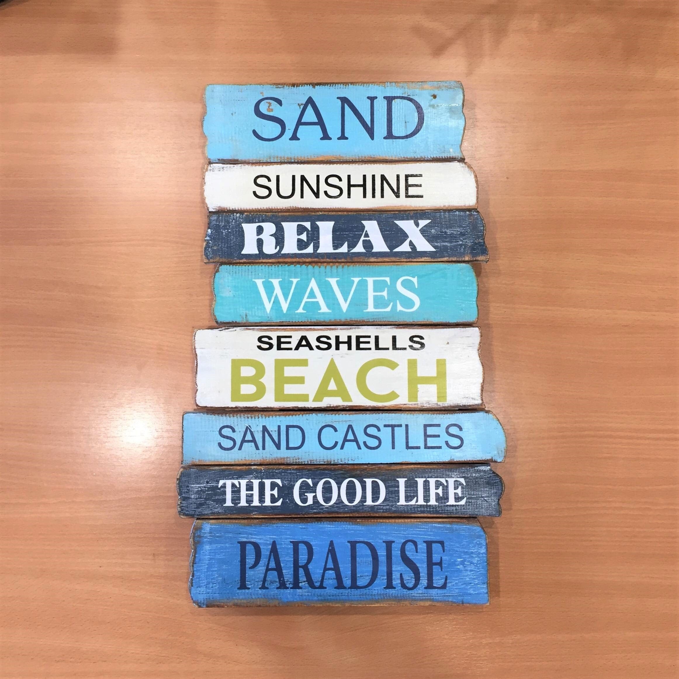Large Beach Sign Summer Seaside Nautical Wooden Plaque Indoor / Outdoor ...