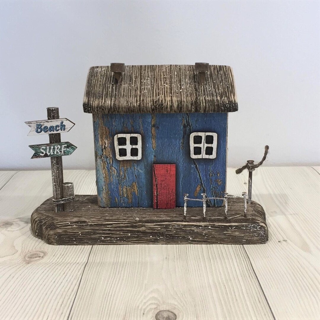 Rustic Beach Cottage Wooden Village House Indoor Home Ornament Bathroom ...