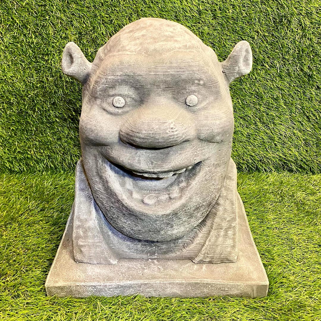 Large Concrete Shrek Face Bust Outdoor Garden Lawn Ornament Frost ...