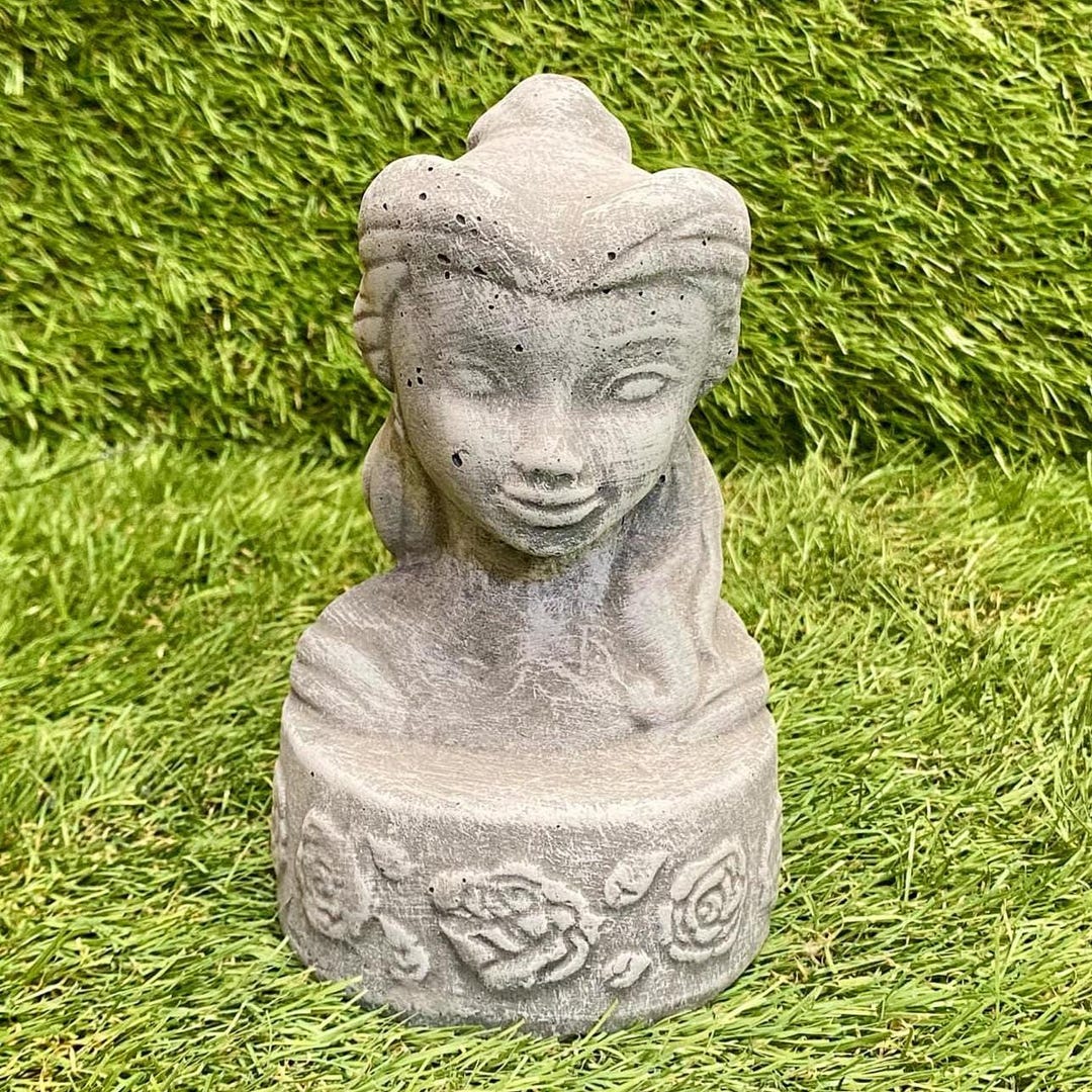 Concrete Princess on Stand Garden Sculpture Lawn Ornament Frost ...