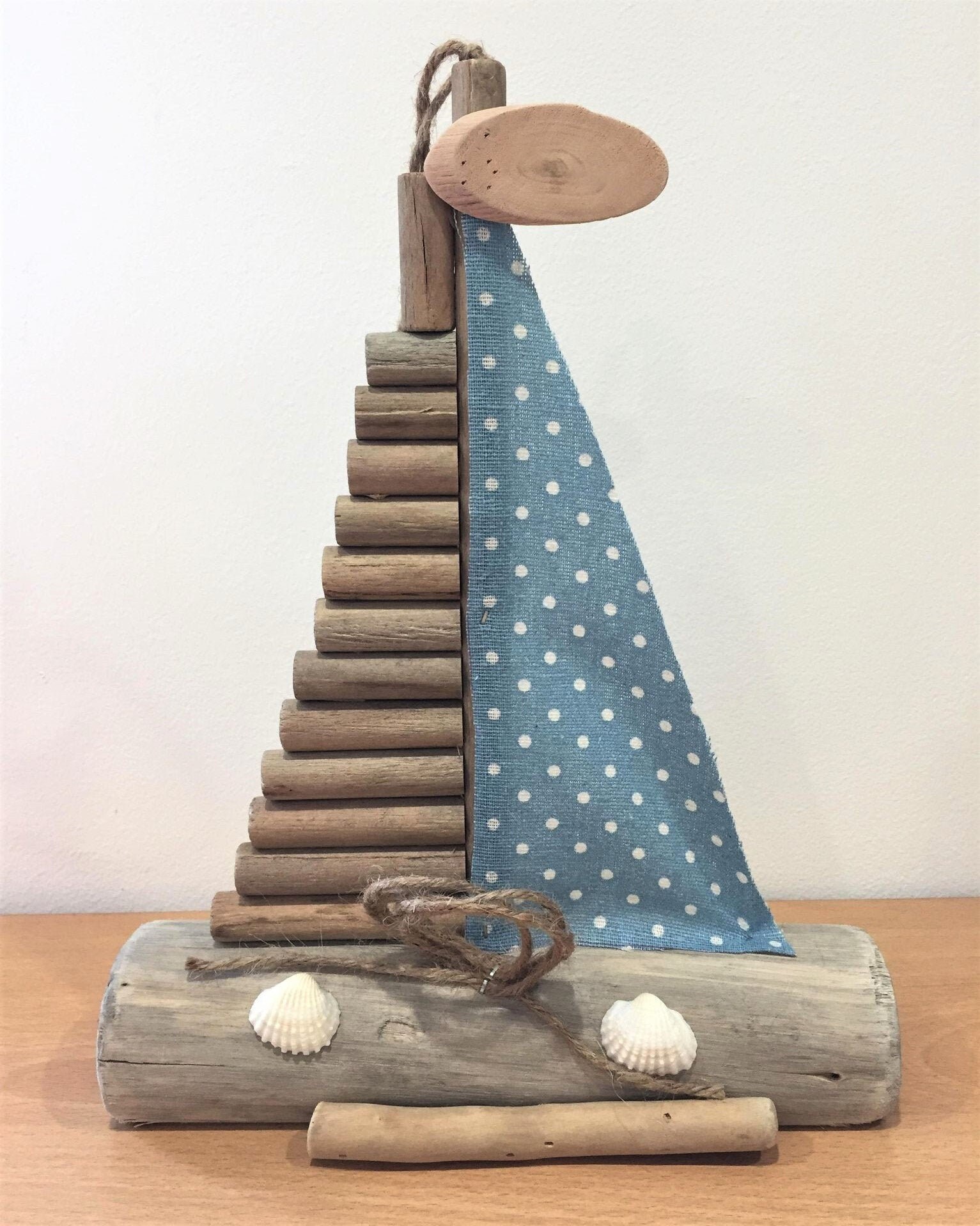 Wooden Hanging Driftwood Boat Sculpture Nautical Home Seaside | Etsy