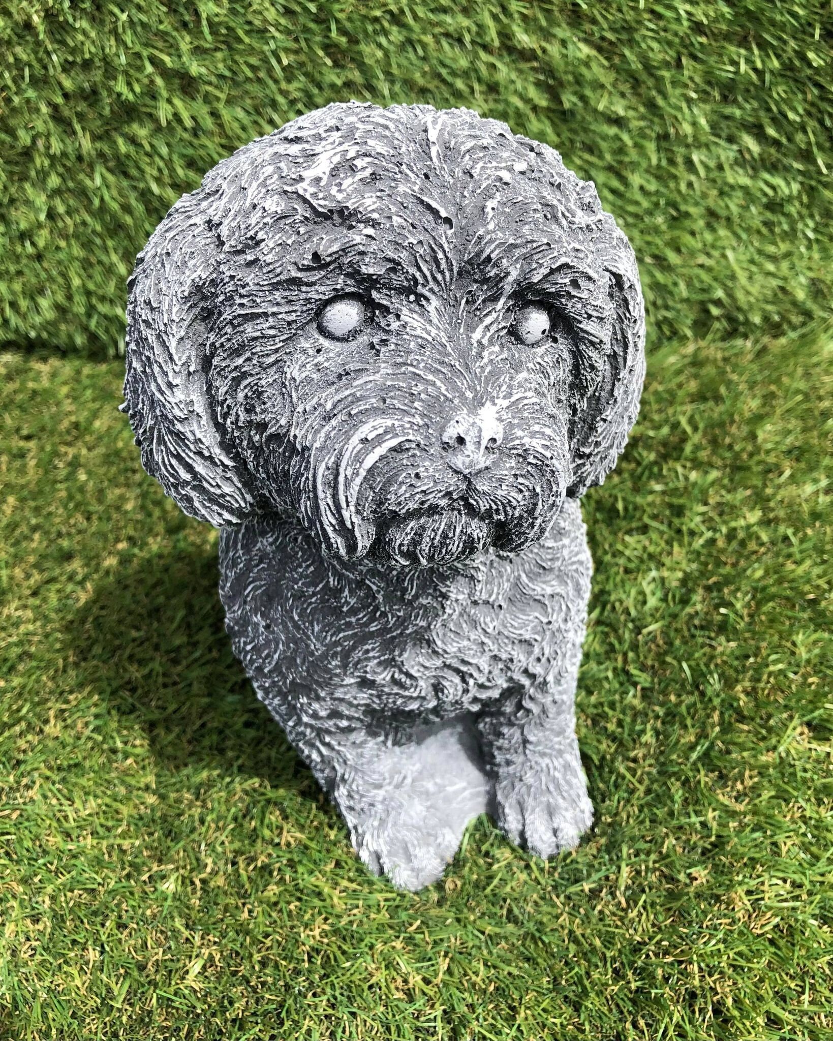 Concrete Sitting Cockapoo Sculpture Lawn Ornament Frost - Etsy UK