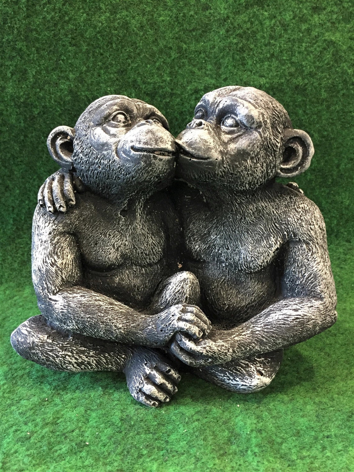 Kissing Monkey Couple Lovable Concrete Stone Effect Ornament | Etsy