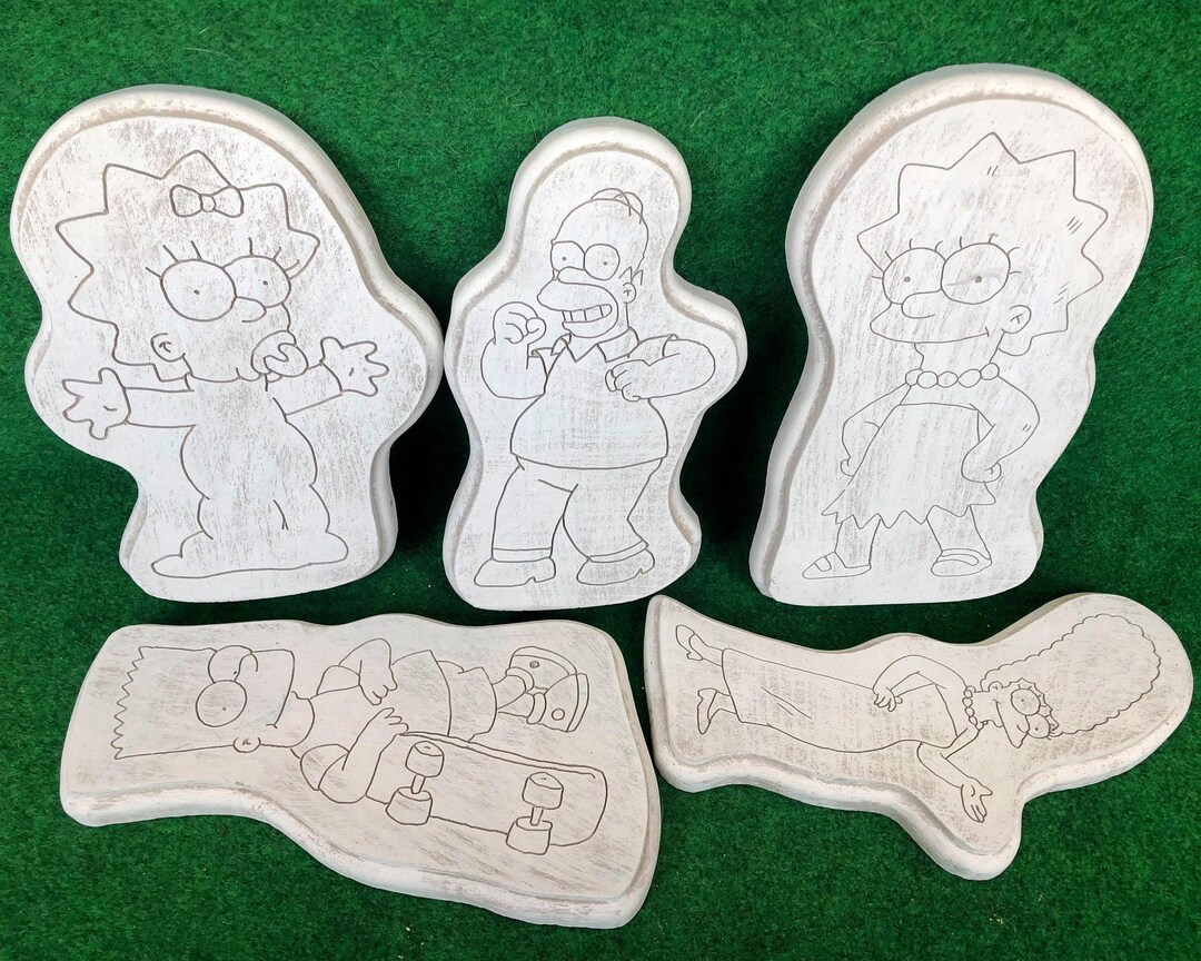 Paintable Concrete Simpsons Family White Stone Ornament Wall - Etsy UK