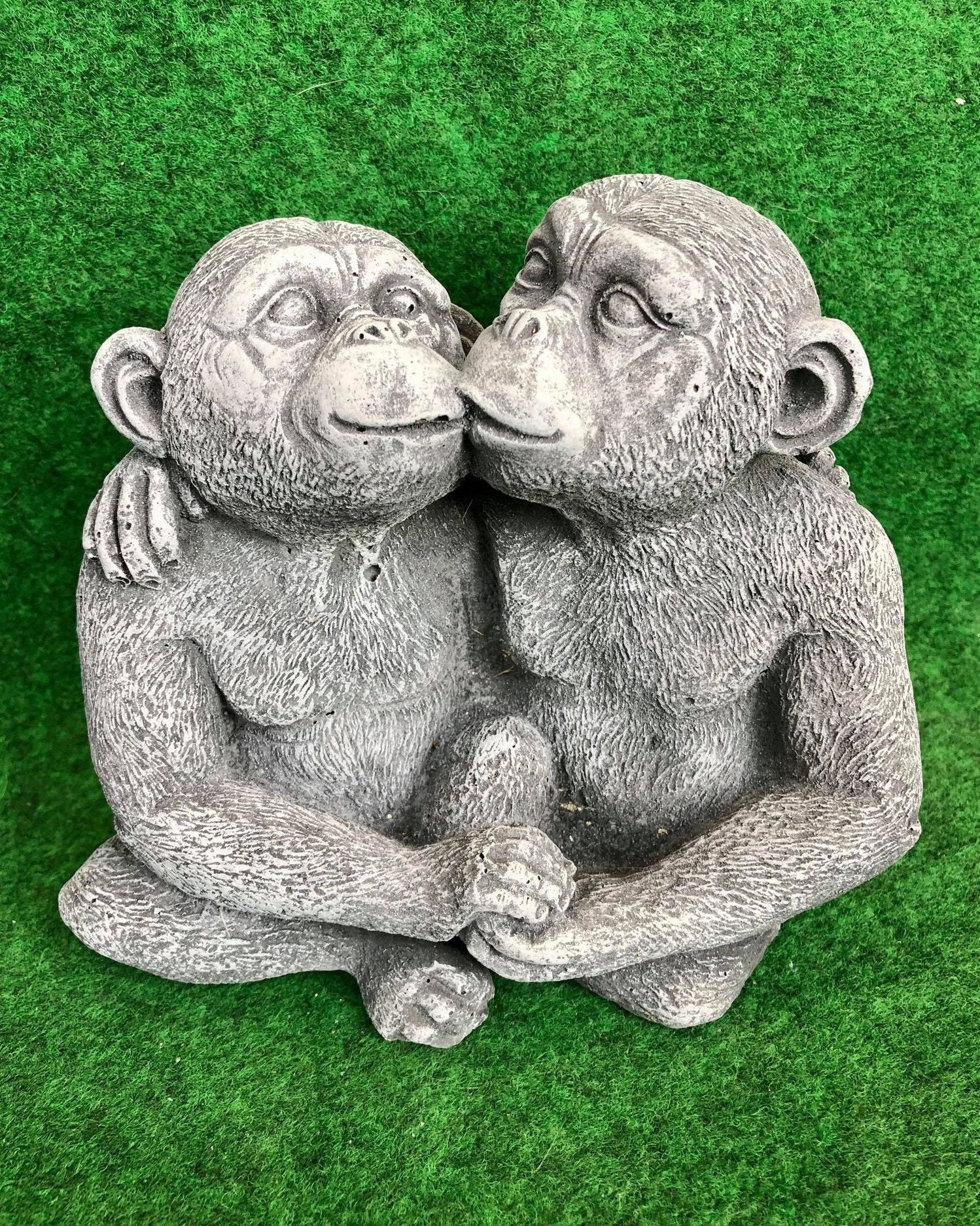Kissing Monkey Couple Lovable Concrete Stone Effect Ornament - Etsy UK