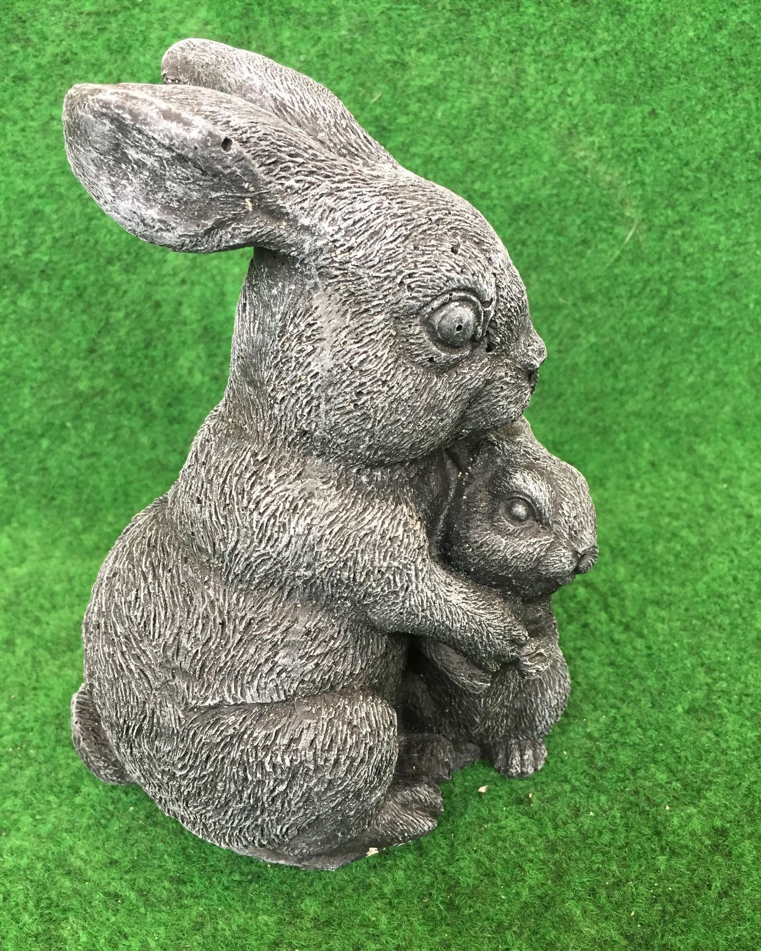 Concrete Rabbit With Baby Outdoor Garden Lawn Ornament Frost - Etsy UK