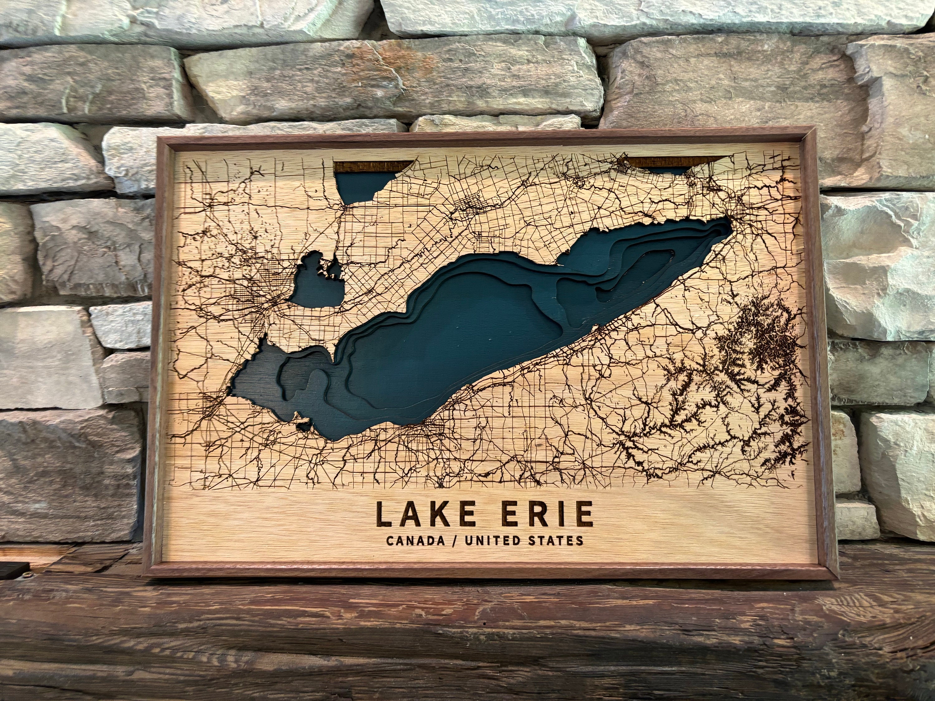 Customizable Large Erie Lake Depth Map - Etsy