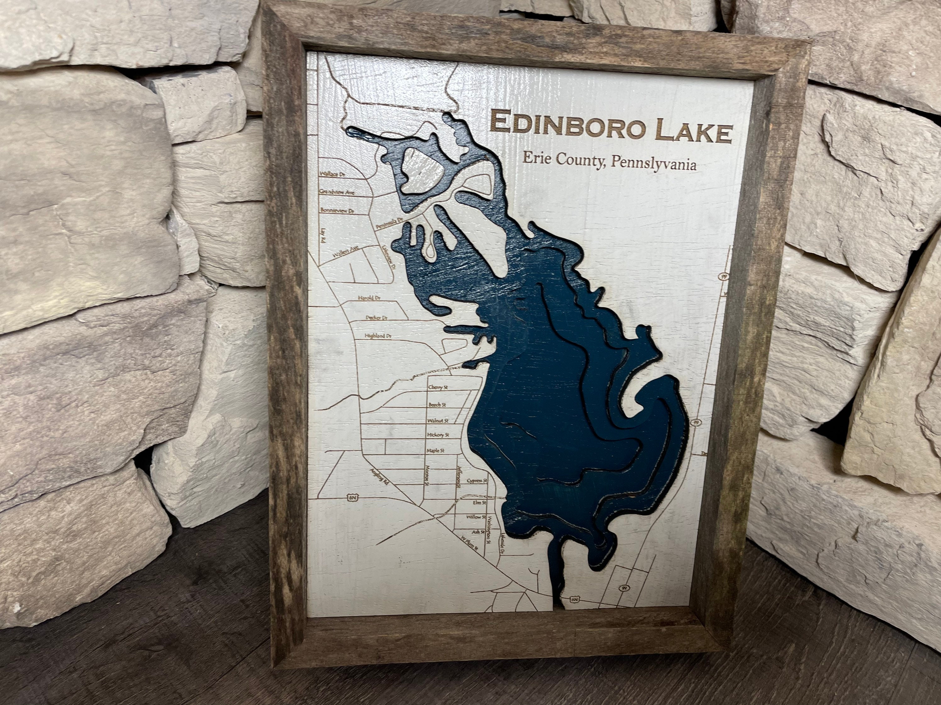 Customizable Gift Size Edinboro Lake Depth Map - Etsy