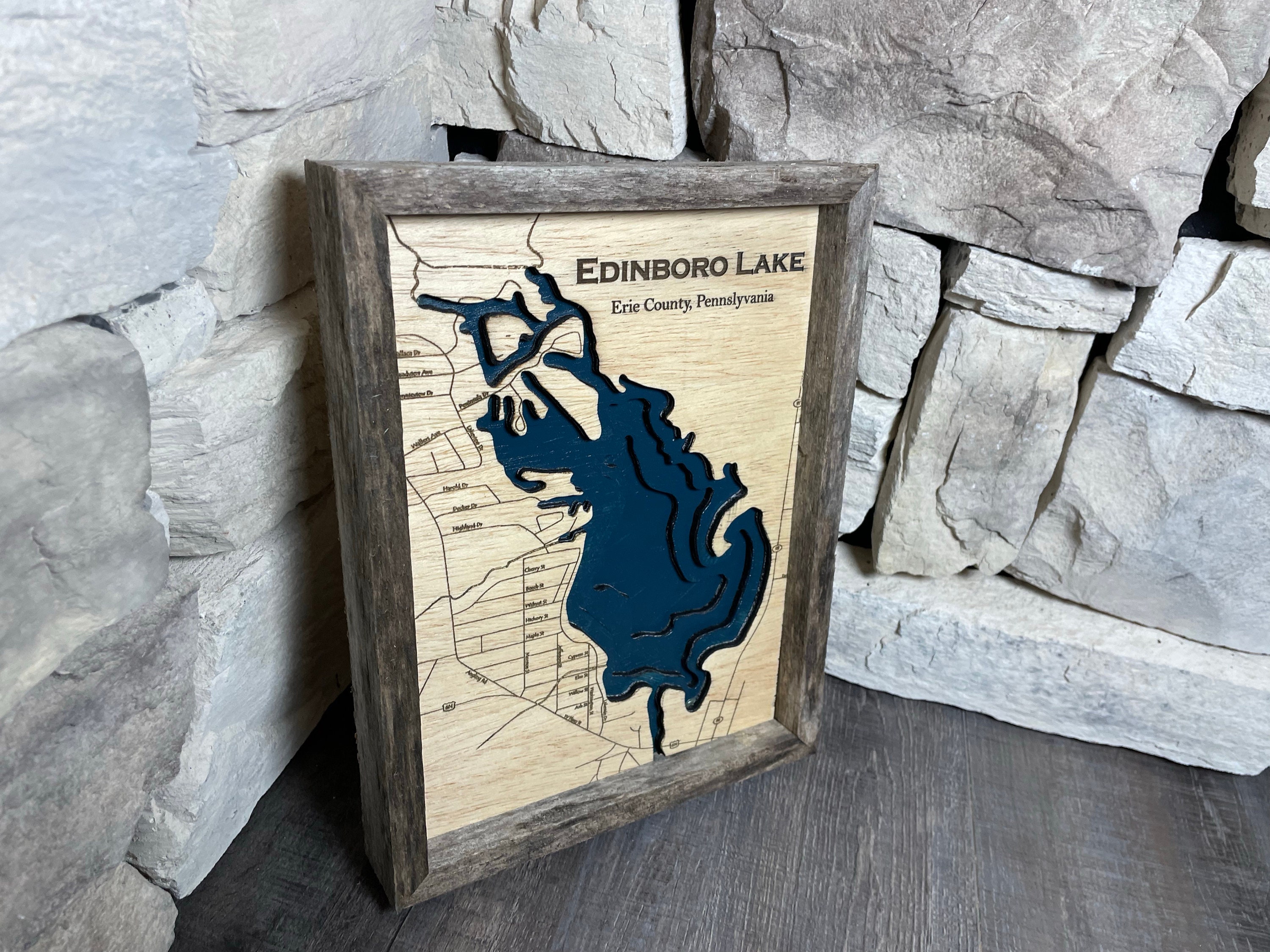 Customizable Gift Size Edinboro Lake Depth Map - Etsy