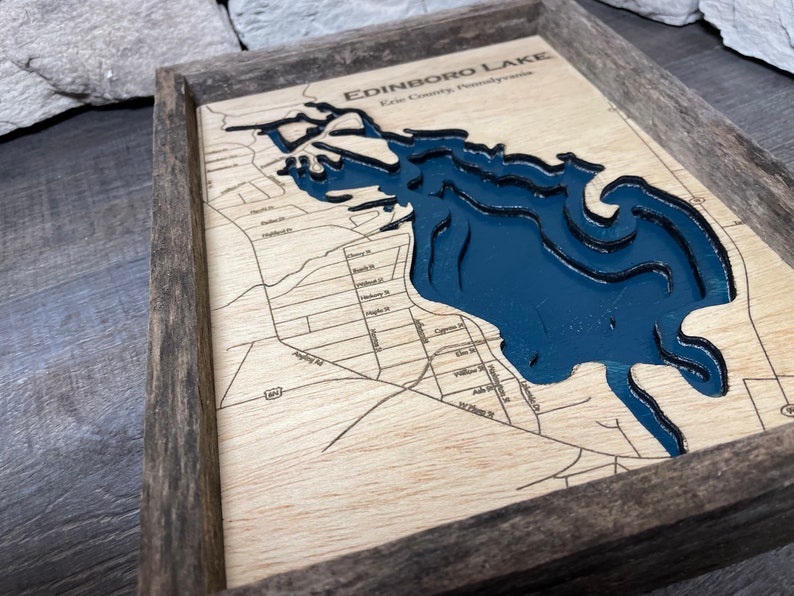 Customizable Gift Size Edinboro Lake Depth Map - Etsy