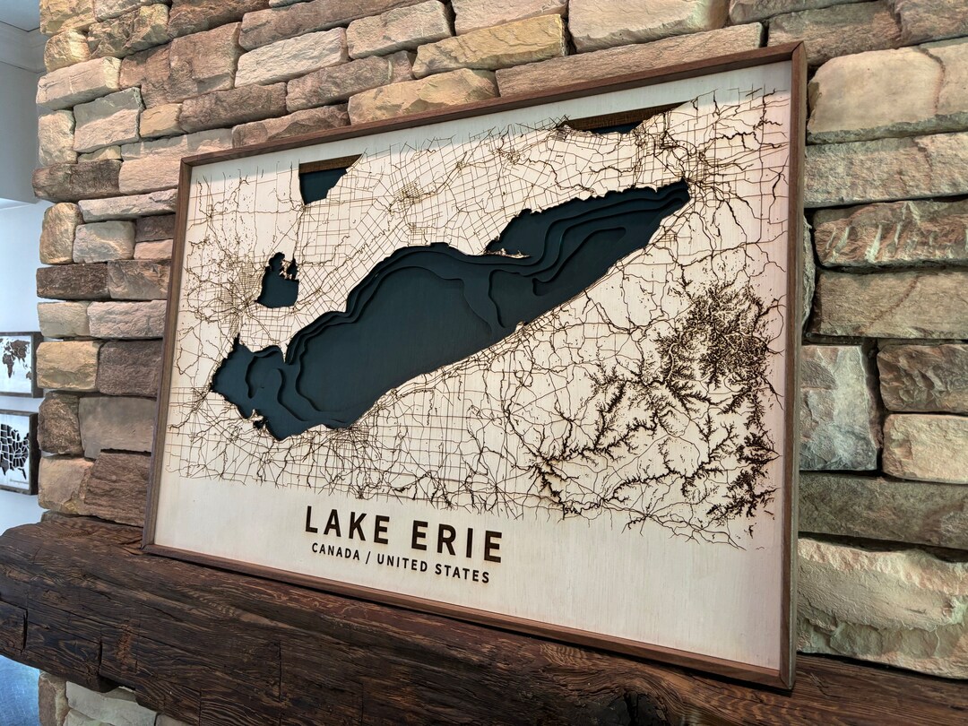 Customizable Large Erie Lake Depth Map - Etsy