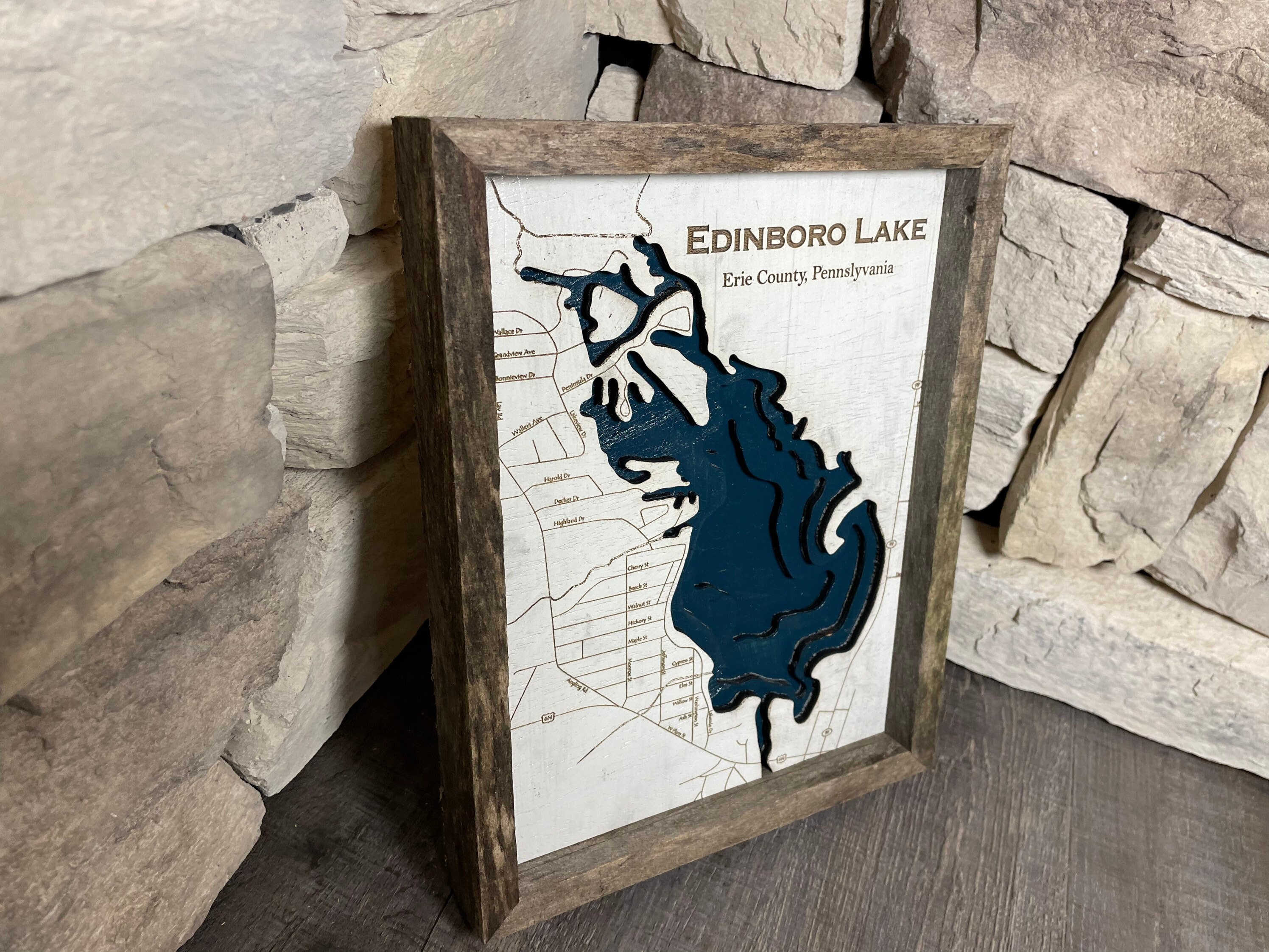 Customizable Gift Size Edinboro Lake Depth Map - Etsy