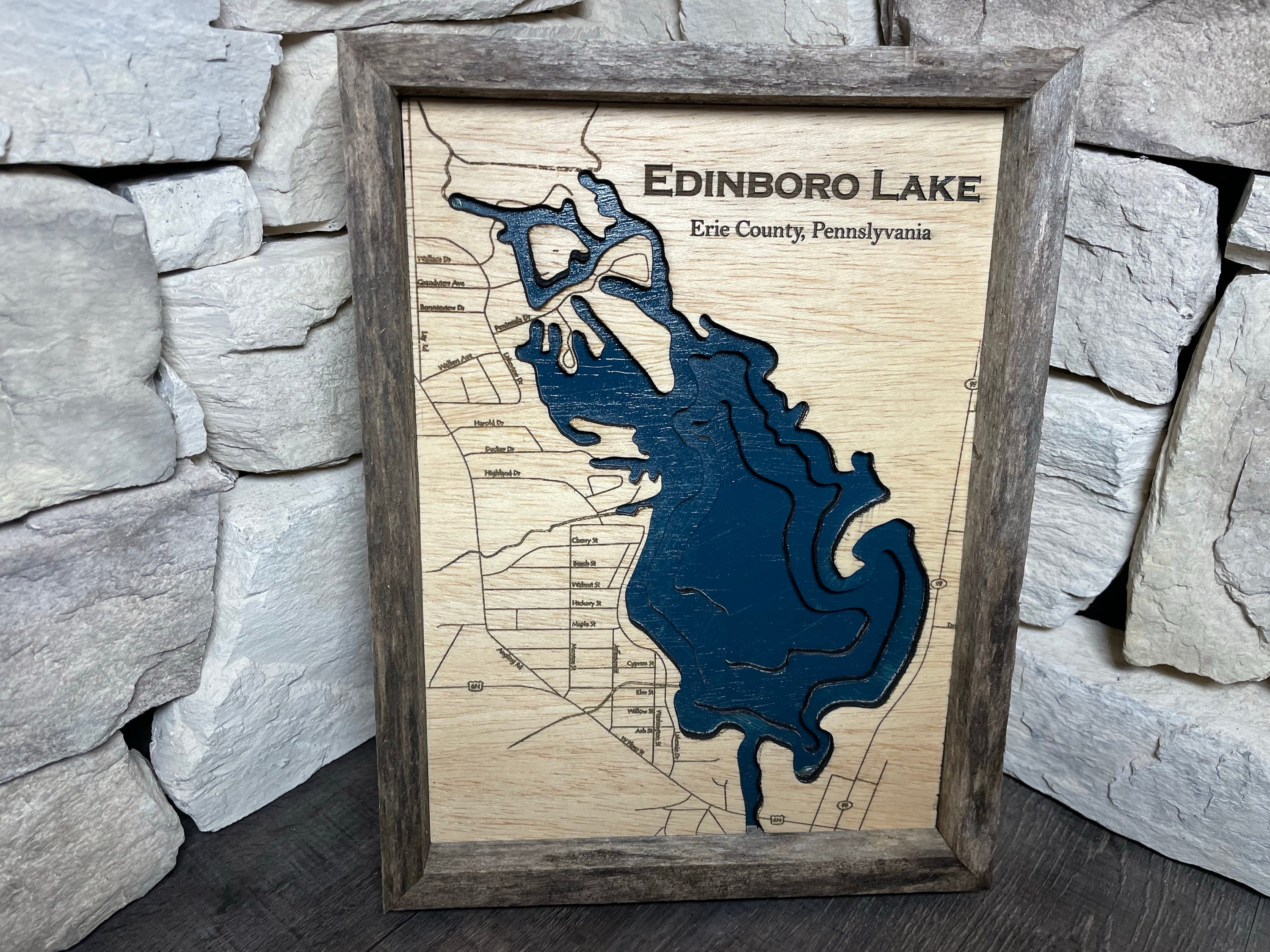 Customizable Gift Size Edinboro Lake Depth Map - Etsy