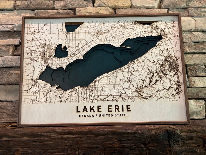 Customizable Large Erie Lake Depth Map - Etsy