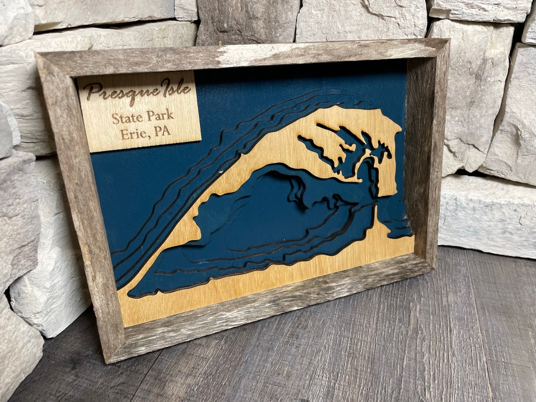 Customizable Gift Size Presque Isle Lake Depth Map- Erie PA - Etsy