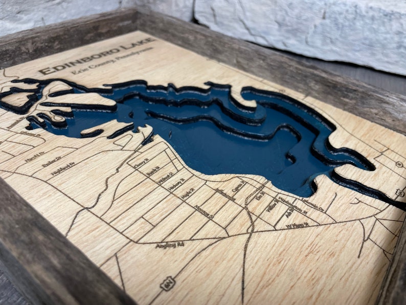 Customizable Gift Size Edinboro Lake Depth Map - Etsy