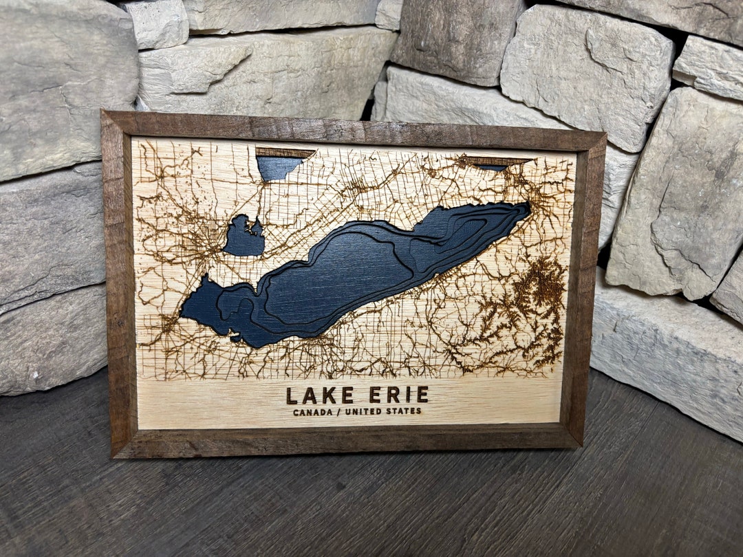 Customizable Gift Size Lake Erie Depth Map - Etsy