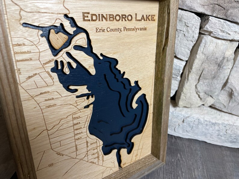 Customizable Gift Size Edinboro Lake Depth Map - Etsy