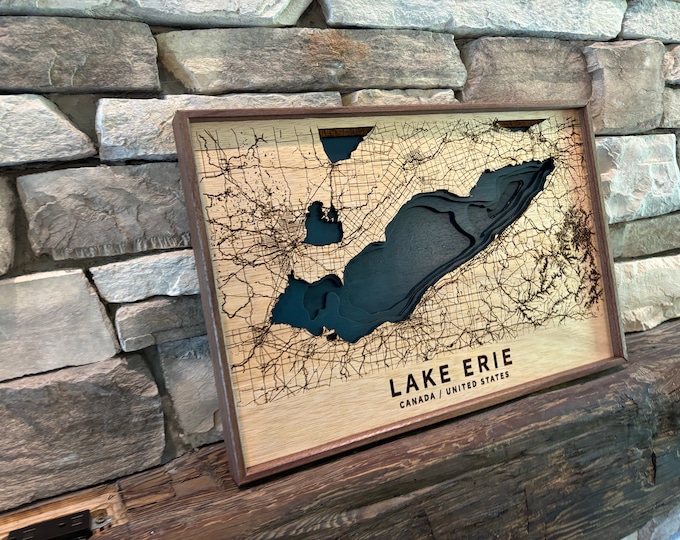 Customizable Medium Lake Erie Depth Map - Etsy