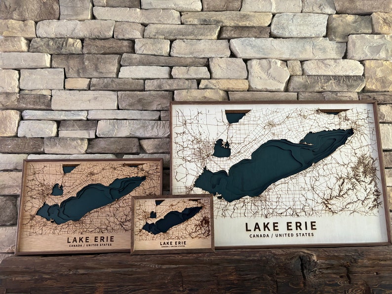 Customizable Large Erie Lake Depth Map - Etsy