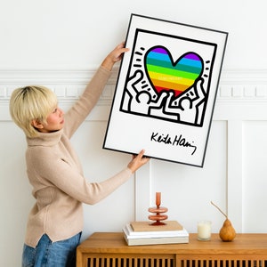 Rainbow Heart Poster Keith Haring Style LGBT Artdigital - Etsy