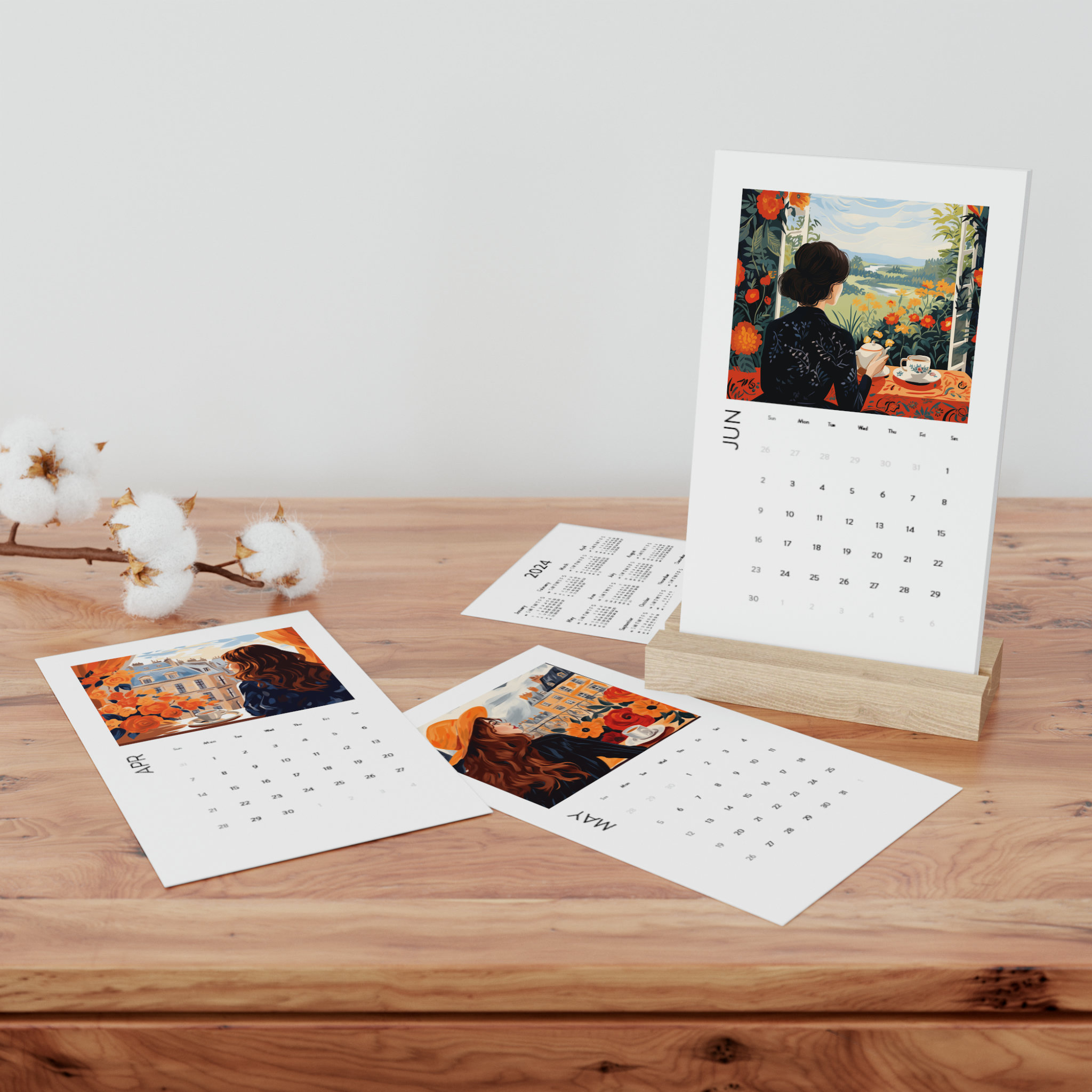 Coffee Ladies Calendar, Desk Calendar 2024, Art Calendar, Desk Calendar ...