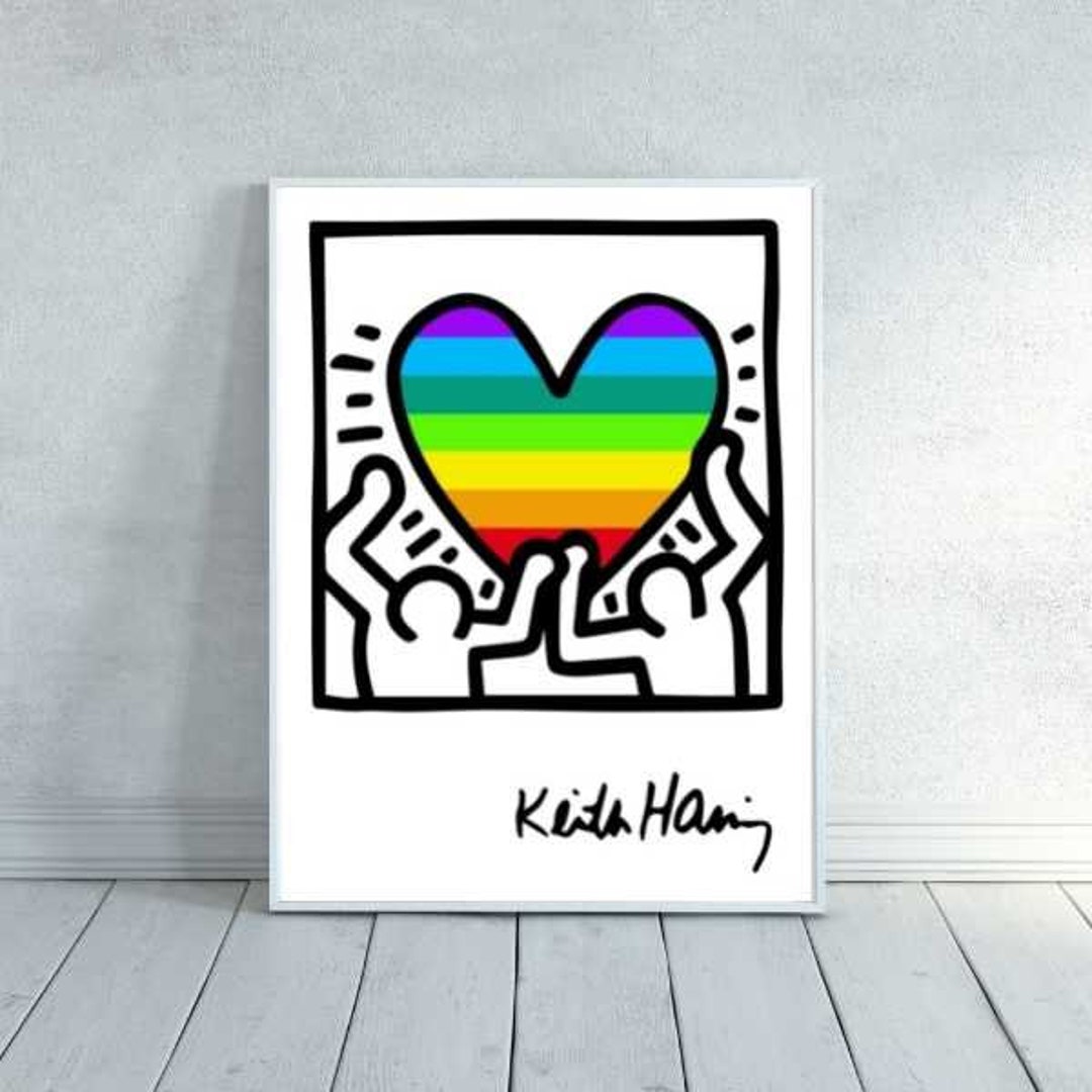 Rainbow Heart Poster Keith Haring Style LGBT Artdigital - Etsy