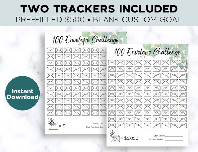 100 Envelope Challenge, Printable Savings Challenge, Instant Download ...