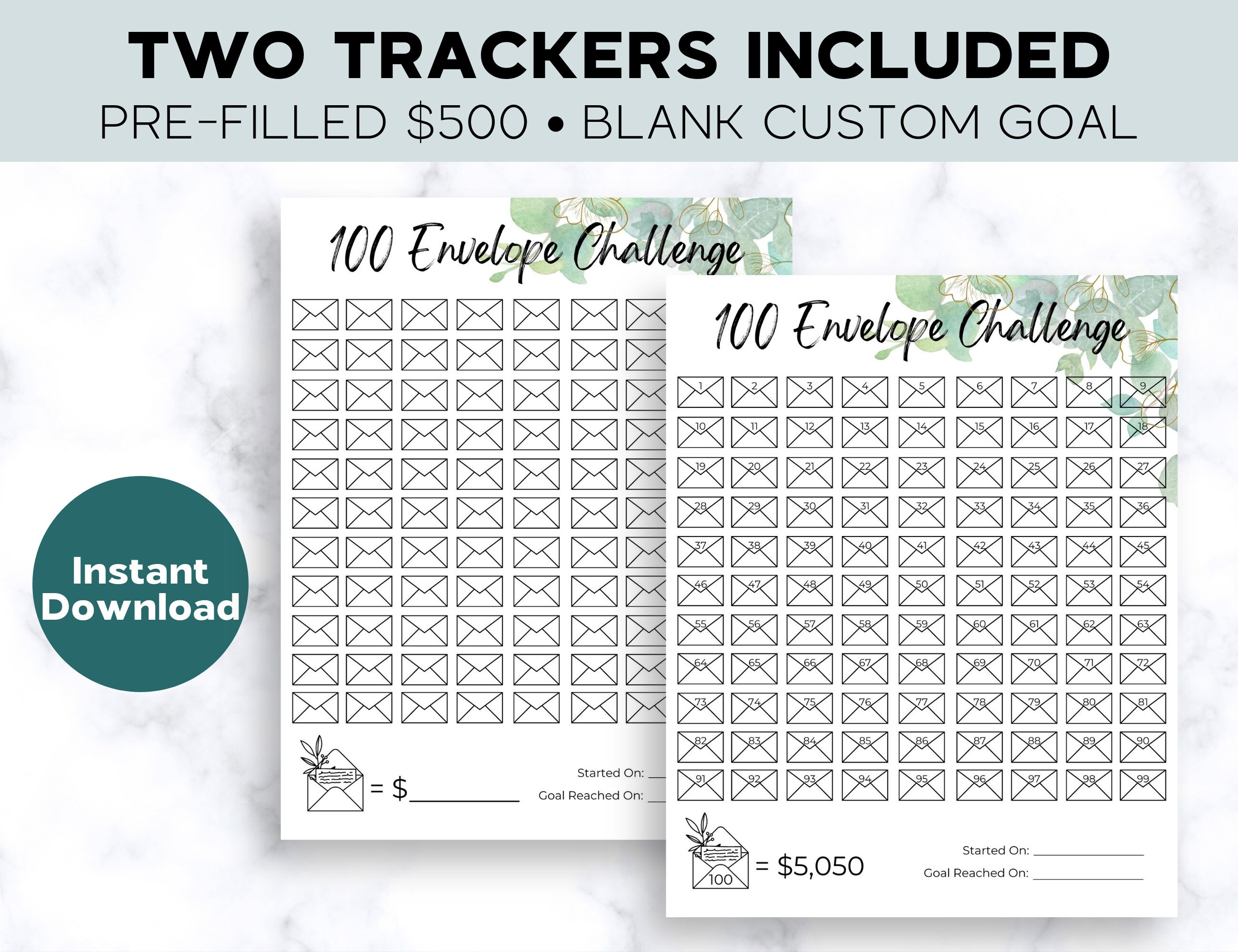 100 Envelope Challenge, Printable Savings Challenge, Instant Download ...