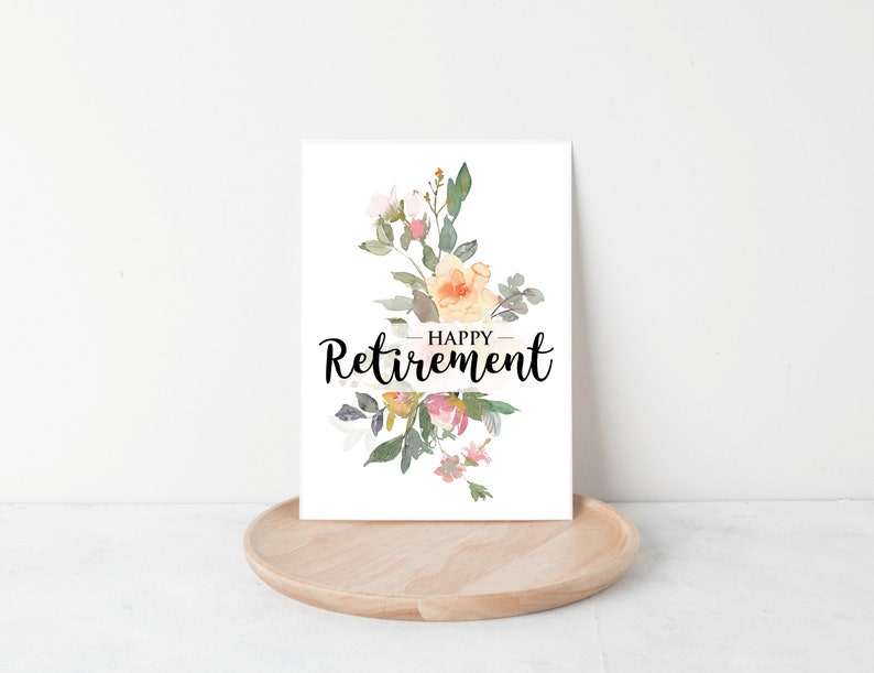 Happy Retirement Card Watercolor and Floral Printable | Etsy