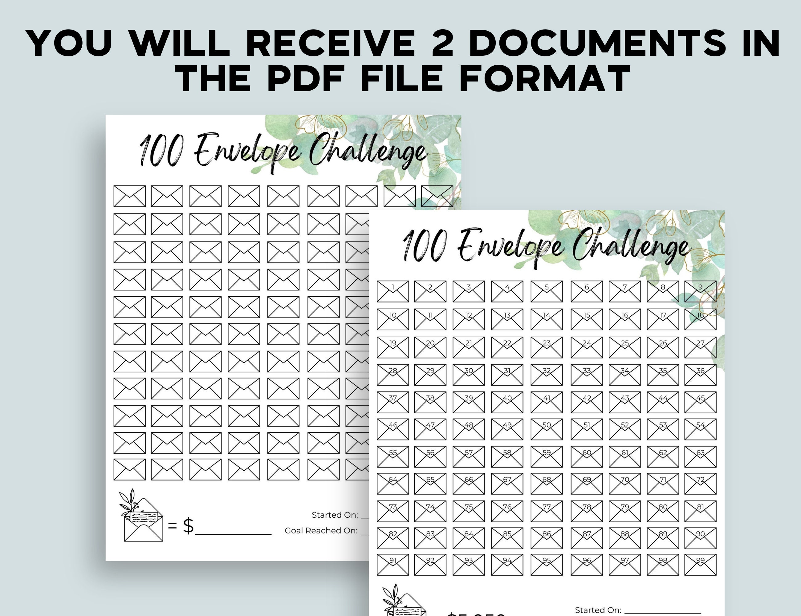 100 Envelope Challenge, Printable Savings Challenge, Instant Download ...