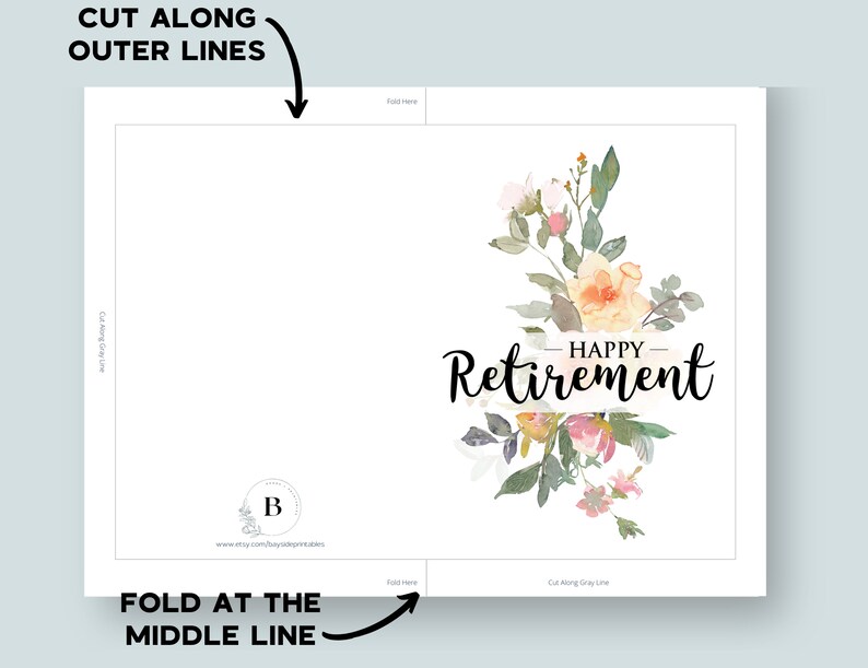 Happy Retirement Card, Watercolor and Floral Printable Retirement Card ...