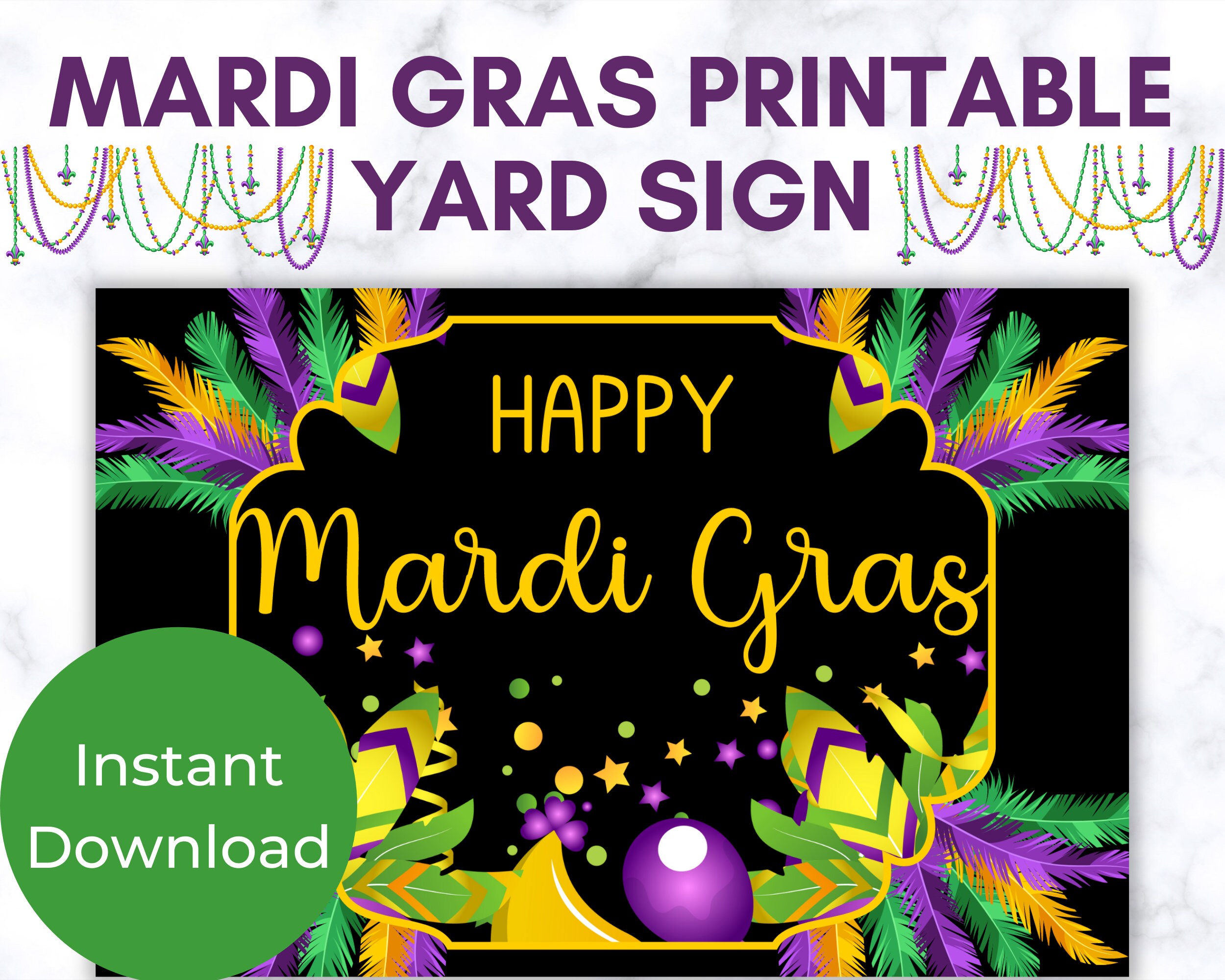 Mardi Gras Printable Yard Sign, DIY Party Yard Sign, Festive Lawn Sign ...