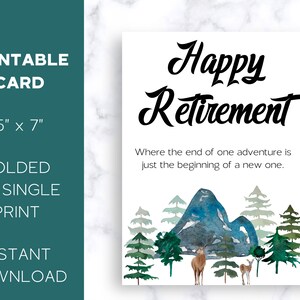 Happy Retirement Card, Watercolor Mountain Adventure Printable ...