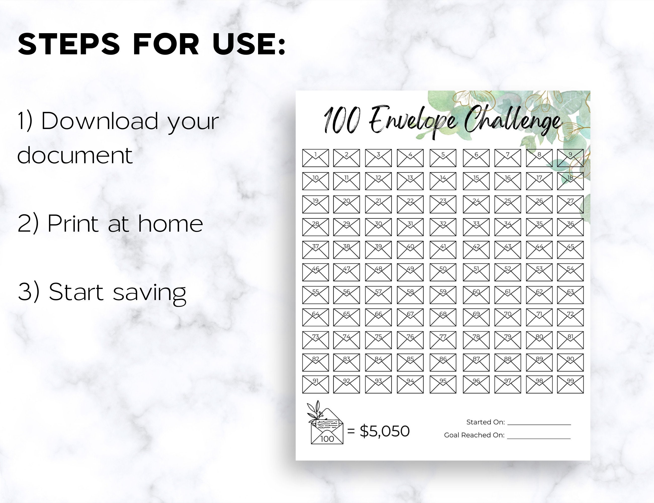 100 Envelope Challenge, Printable Savings Challenge, Instant Download ...