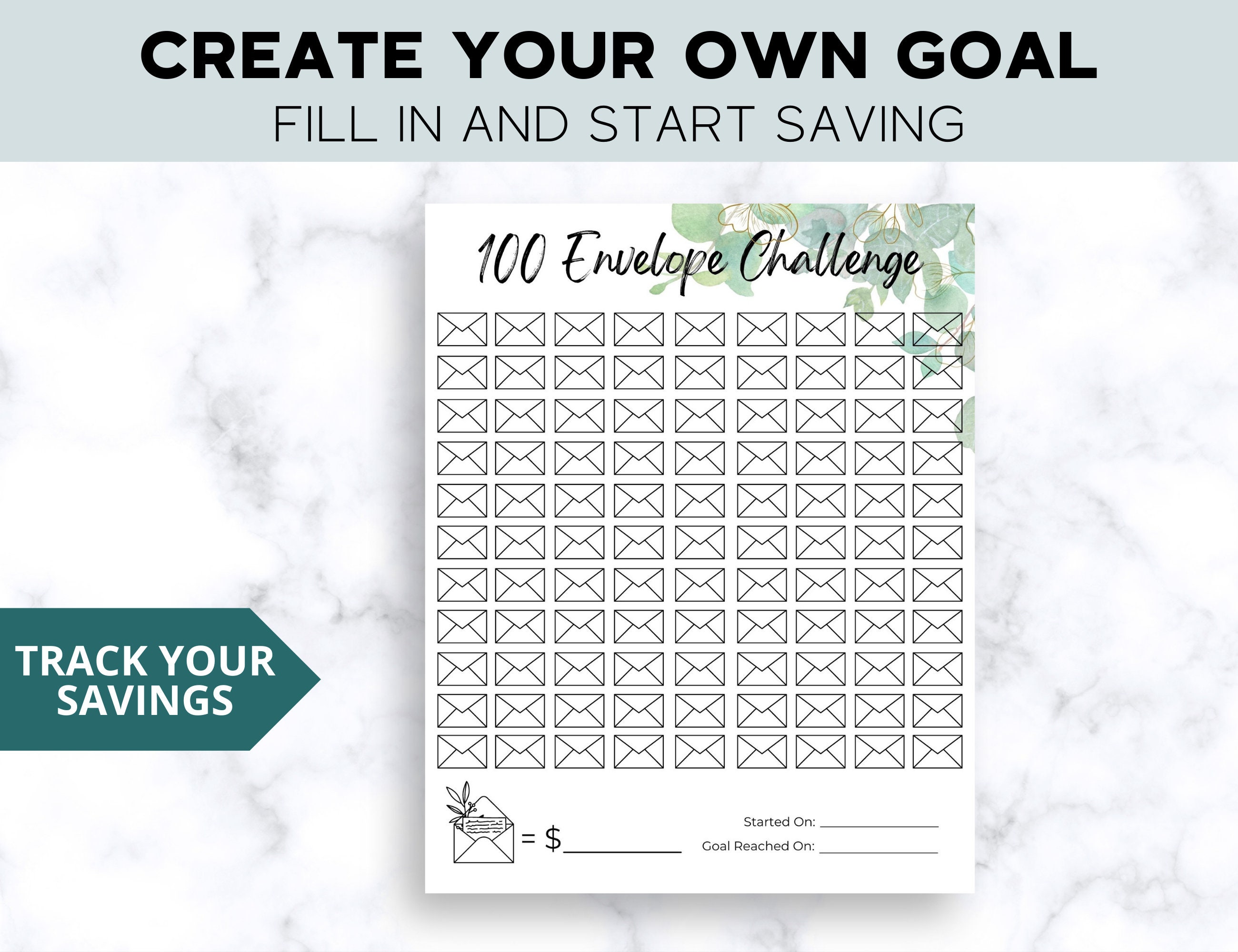 100 Envelope Challenge, Printable Savings Challenge, Instant Download ...