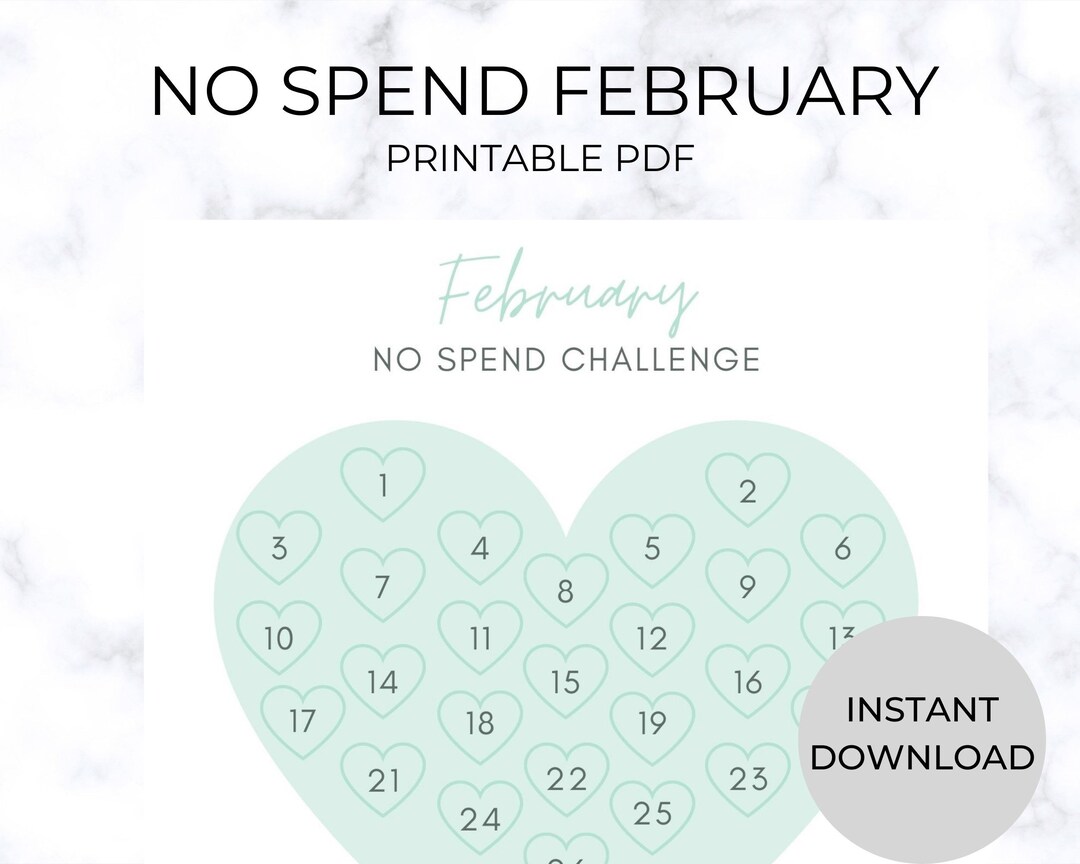 February No Spend Challenge | Valentine Themed Heart Savings Tracker ...