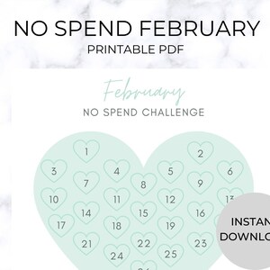 No Spend February Printable - Etsy UK