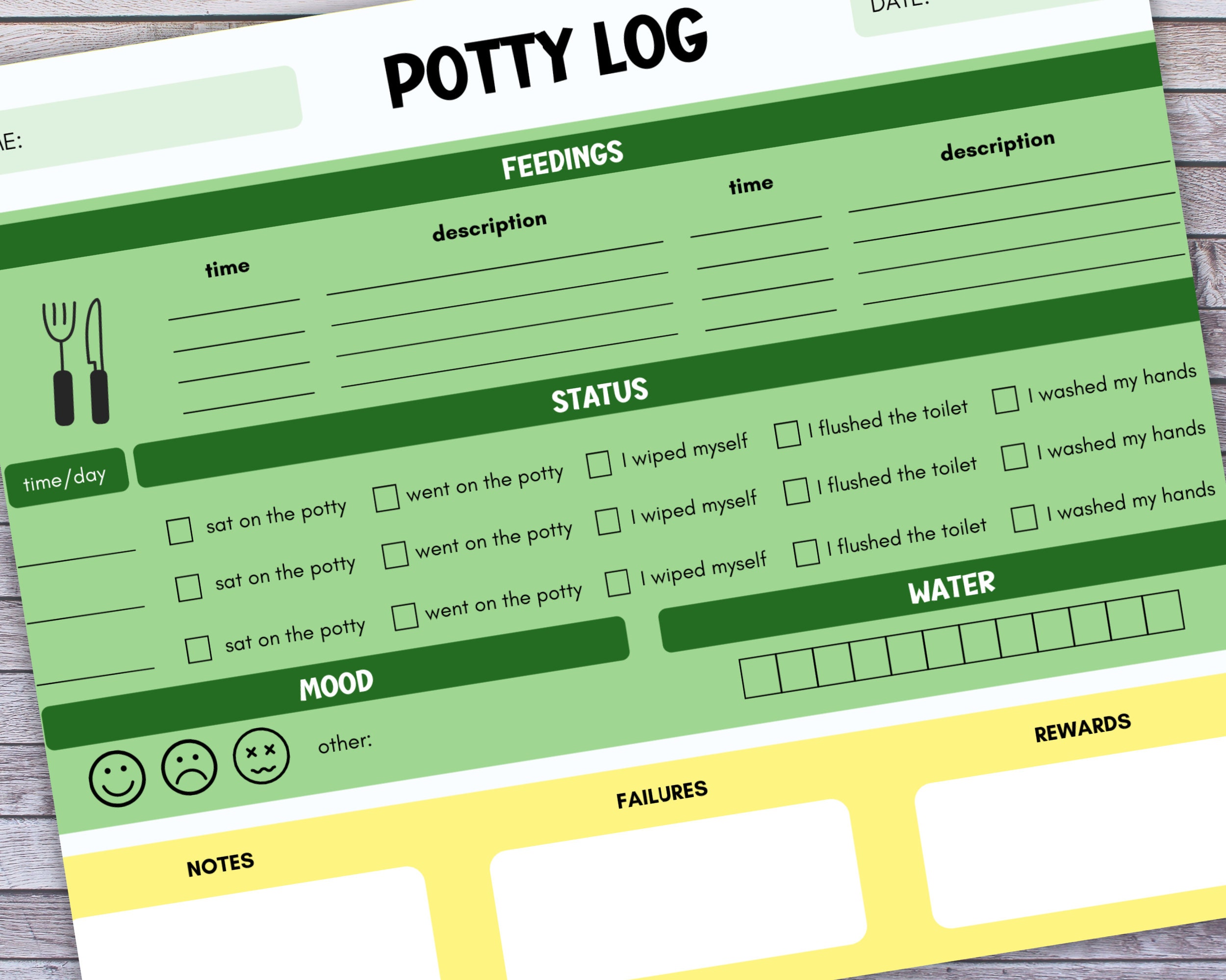 Potty Training Chart Printable, Kids Reward Tracking, Potty Training ...