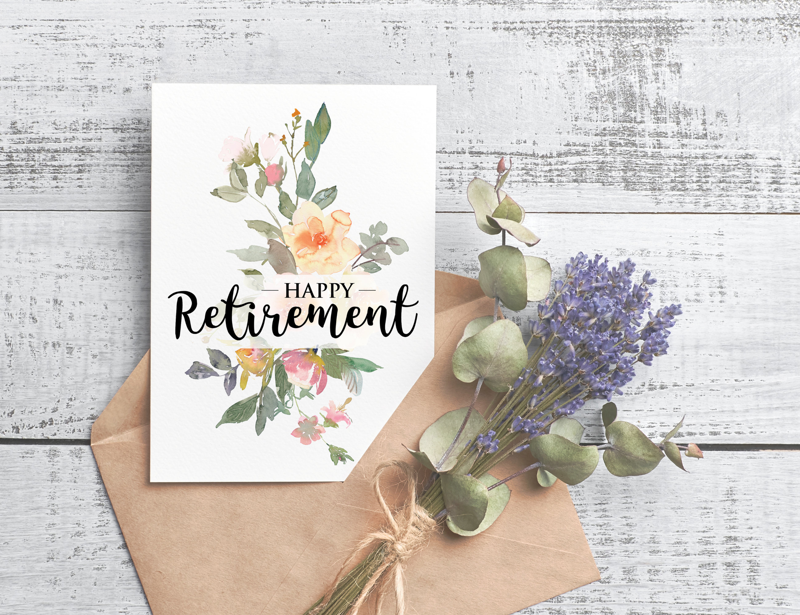 Happy Retirement Card, Watercolor and Floral Printable Retirement Card ...